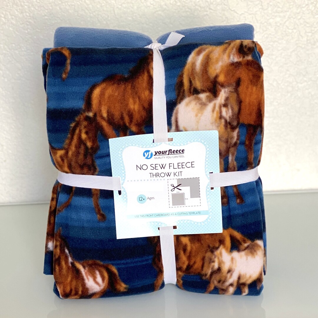 Horses & Stallions Anti-pill Fleece Fabric No-sew Throw Kit (50x60) - Etsy