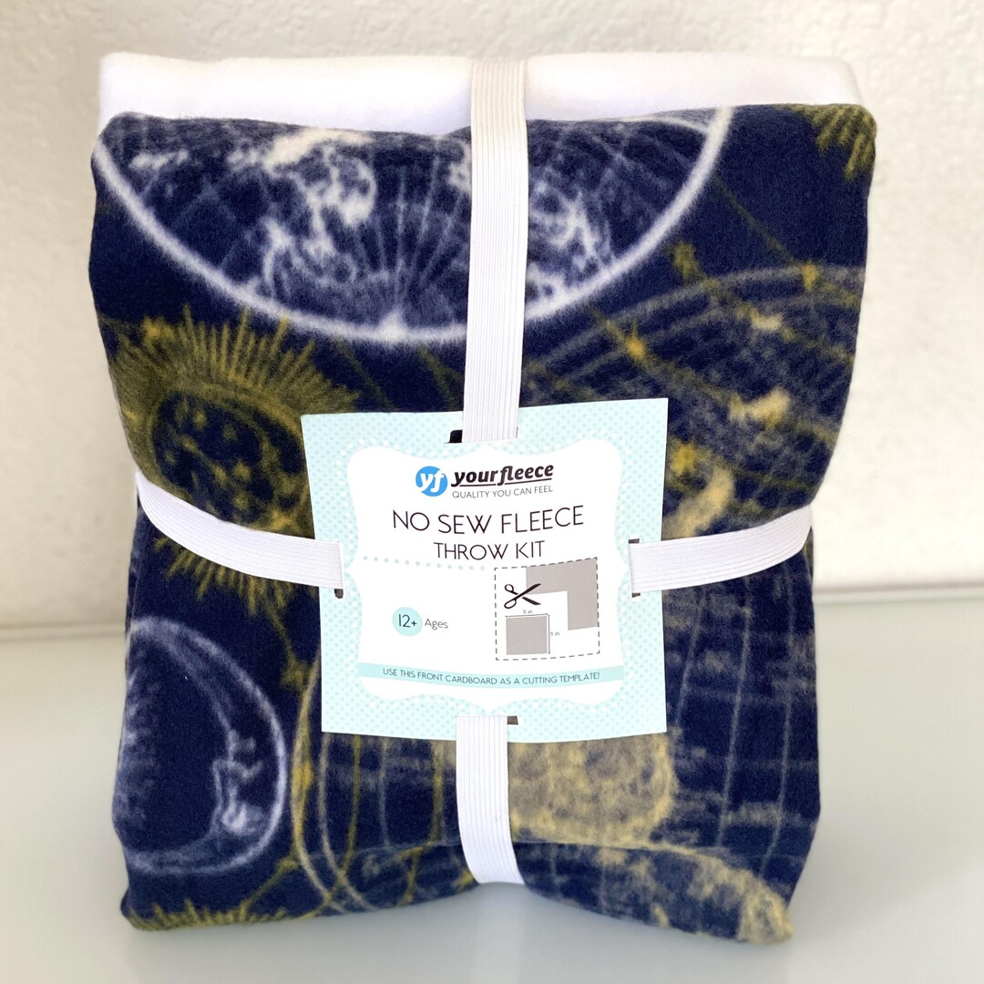 Celestial Globes Anti-pill Premium Fleece Fabric No-sew Throw Kit ...