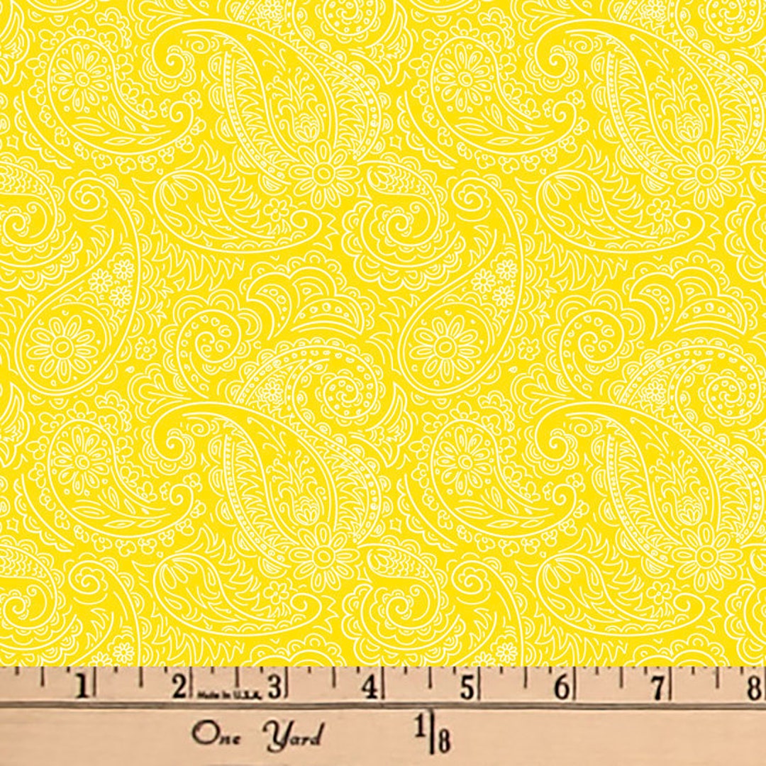 Paisley Yellow Cotton Fabric by the Yard - Etsy