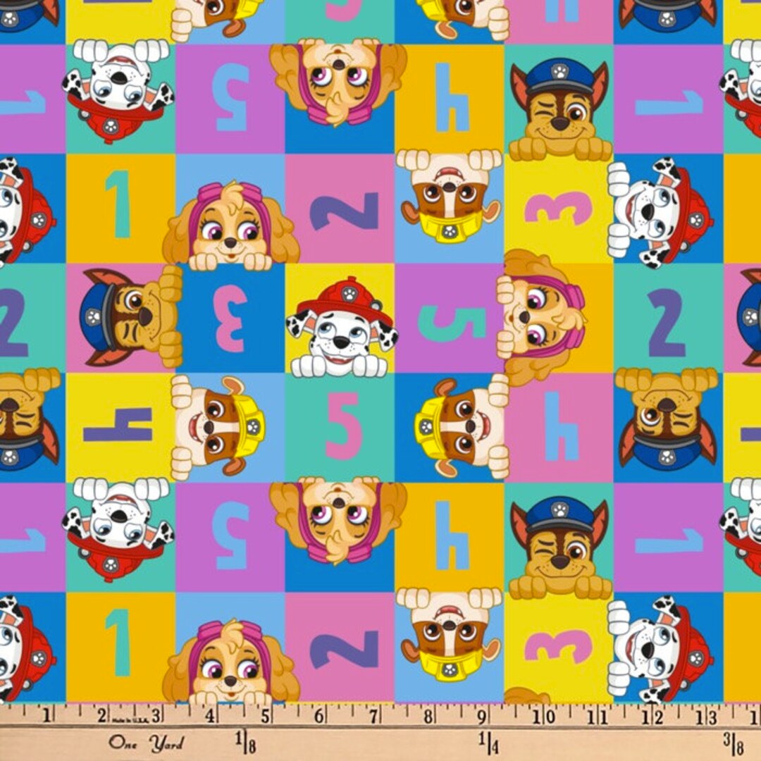 Paw Patrol Numbers Digital Cotton Print Fabric by the Yard - Etsy