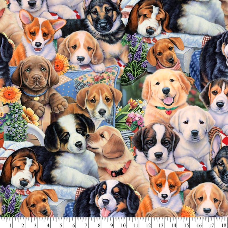 Puppies on Fabric - Etsy