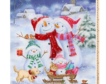 Snowman Fabric Panel | Etsy