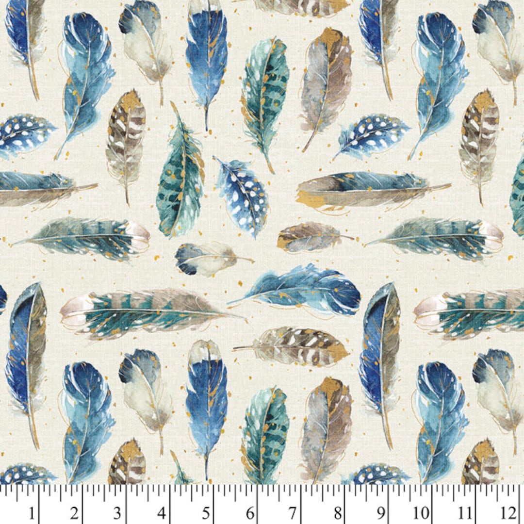 Painted Feathers Cotton Fabric, 1-yard PRECUTS - Etsy