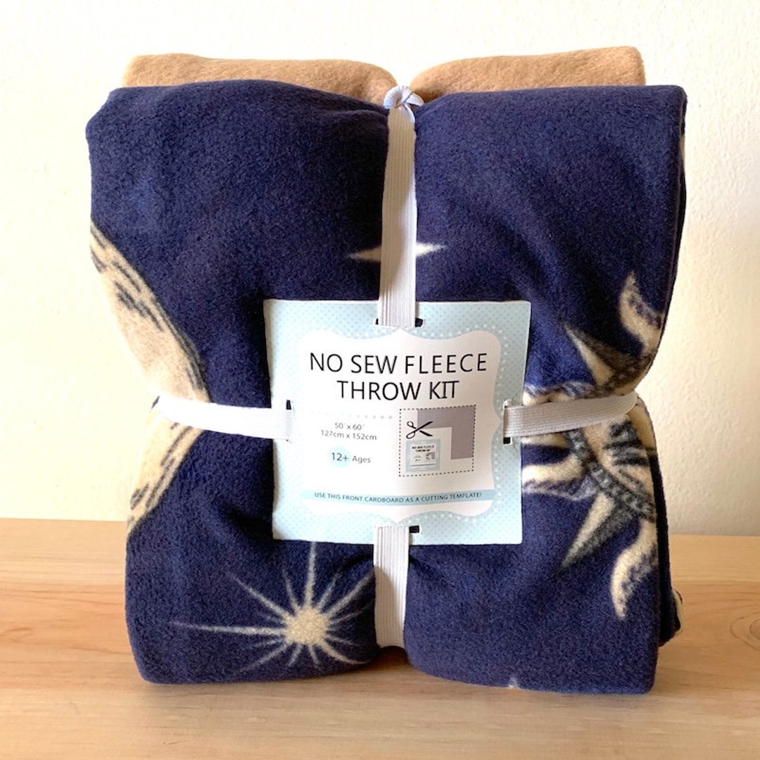 Celestial Moons Anti-pill Premium Fleece Fabric No-sew Throw Kit (72x60 ...