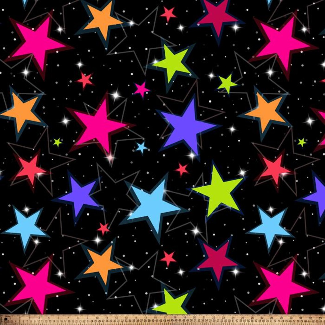 Stars Colorful Night Anti-pill Premium Fleece Fabric by the Yard - Etsy