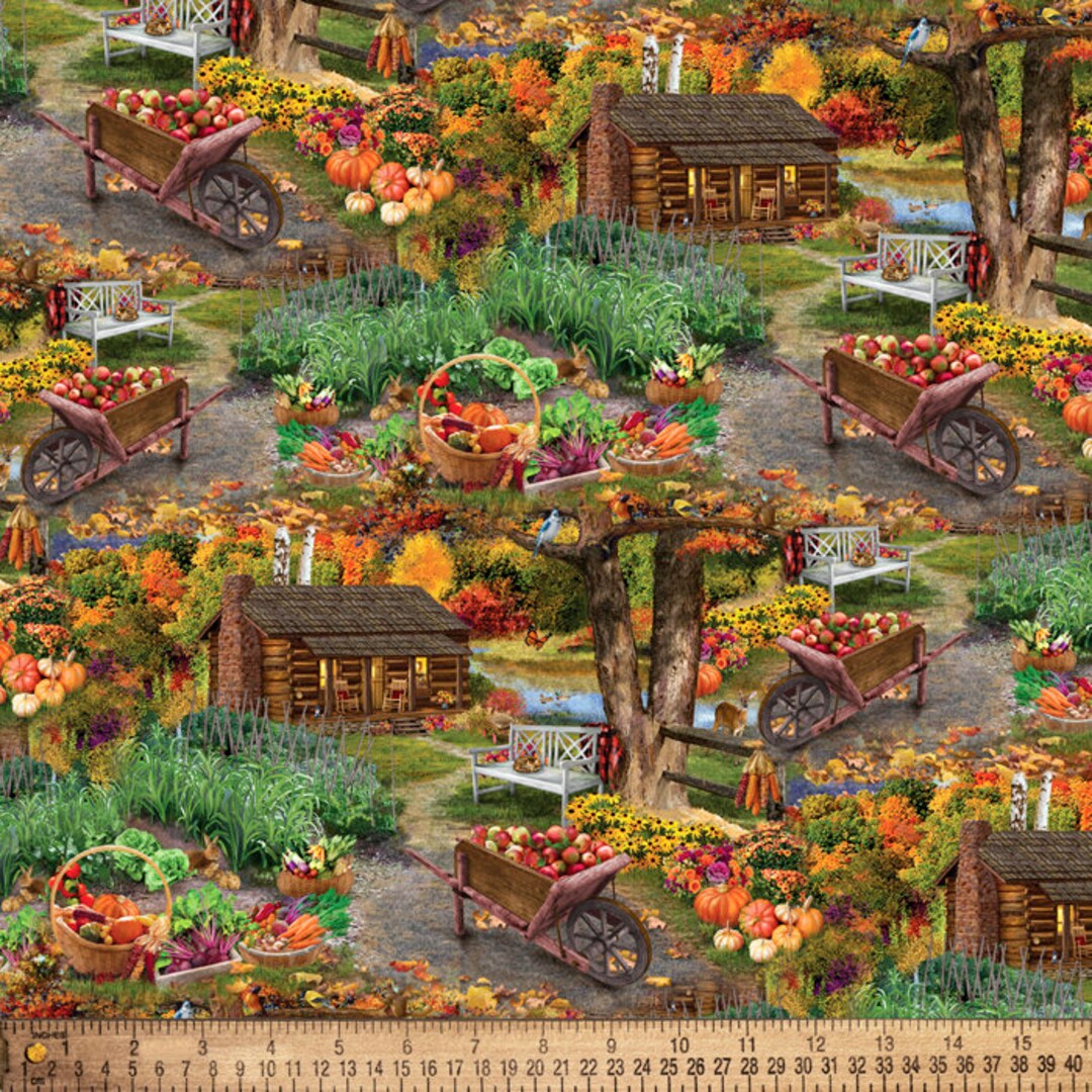 Cabin Farmers Fruits & Vegetables Cotton Fabric by the Yard - Etsy