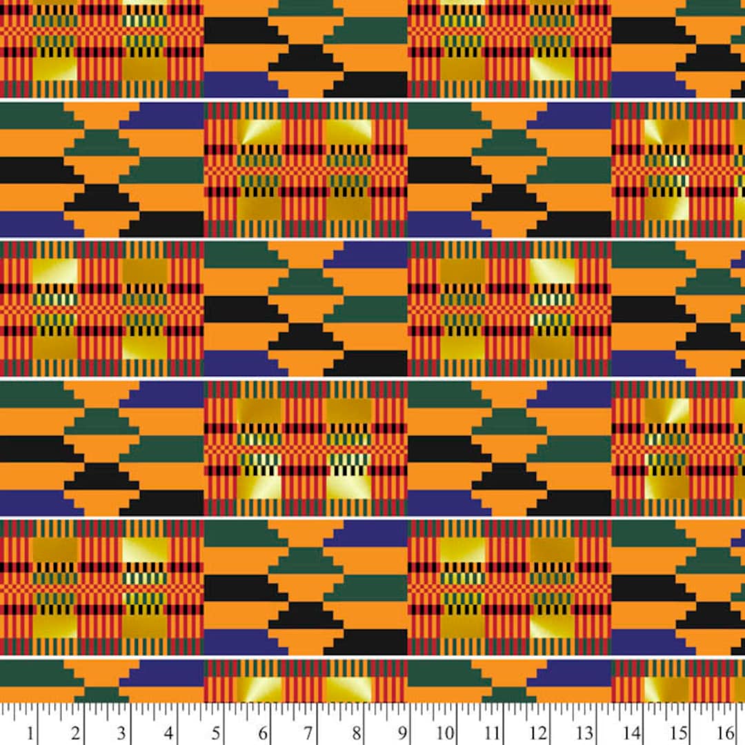 African Kente With Metallic Gold Cotton Fabric by the Yard - Etsy