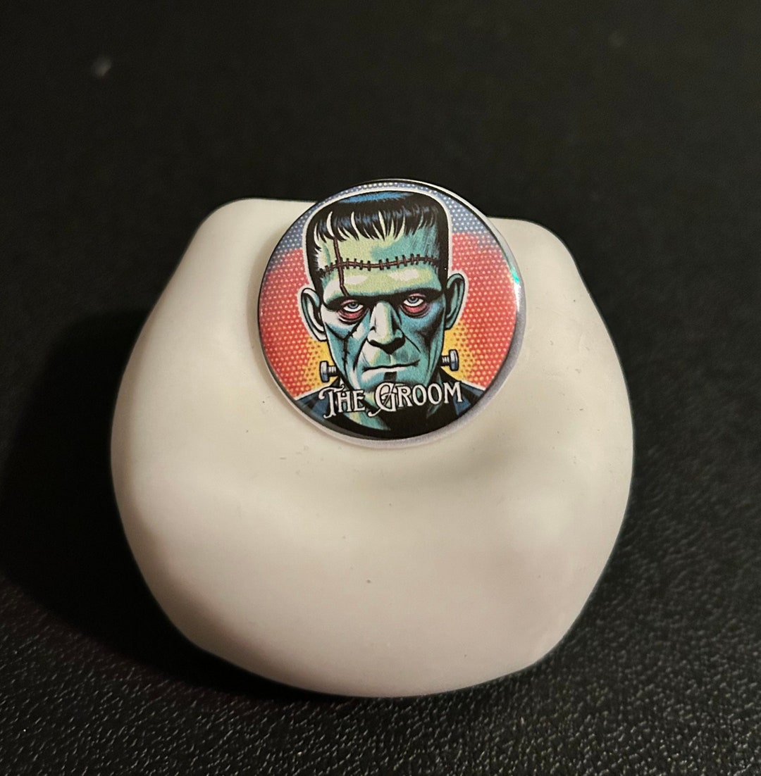 Frankenstein Groom Button Pin - Etsy