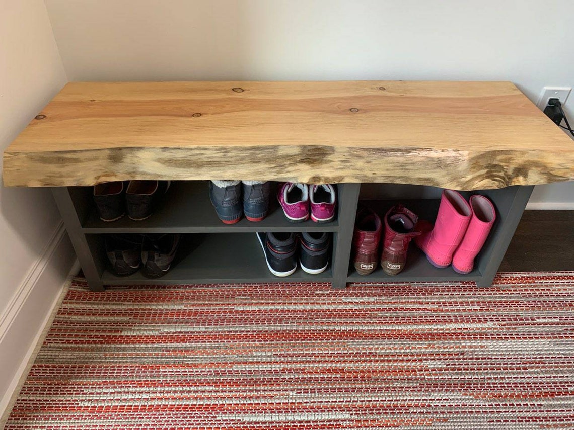 Live Edge Entryway Bench Shelving Mudroom Storage. - Etsy