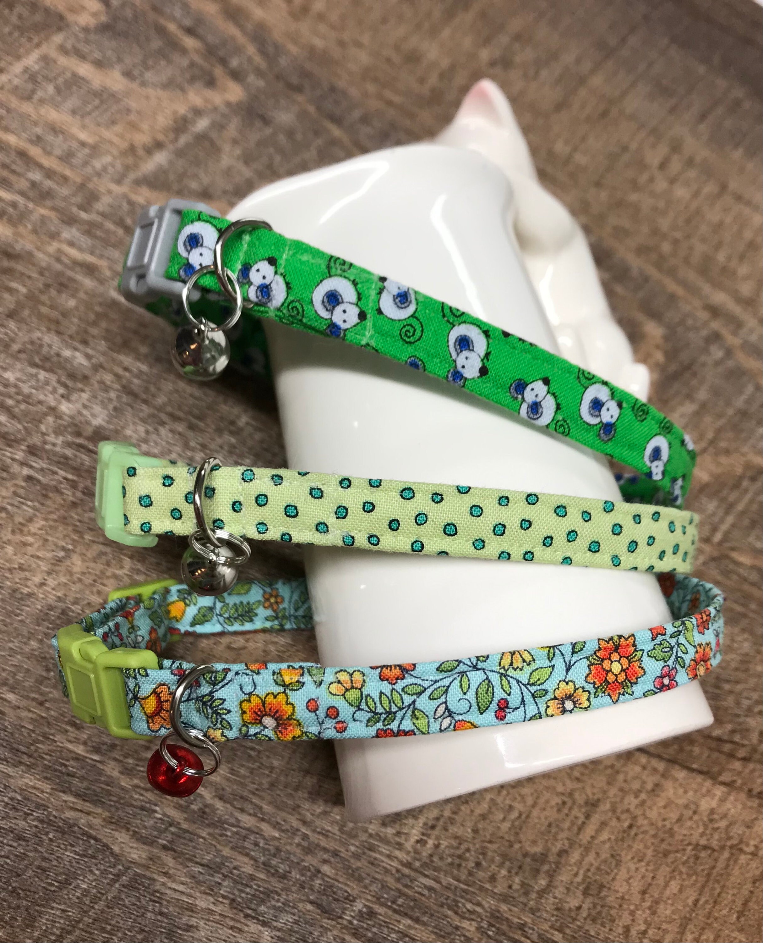 Mice Dots Flowers Cat Collar With Safety Buckle and Bell | Etsy