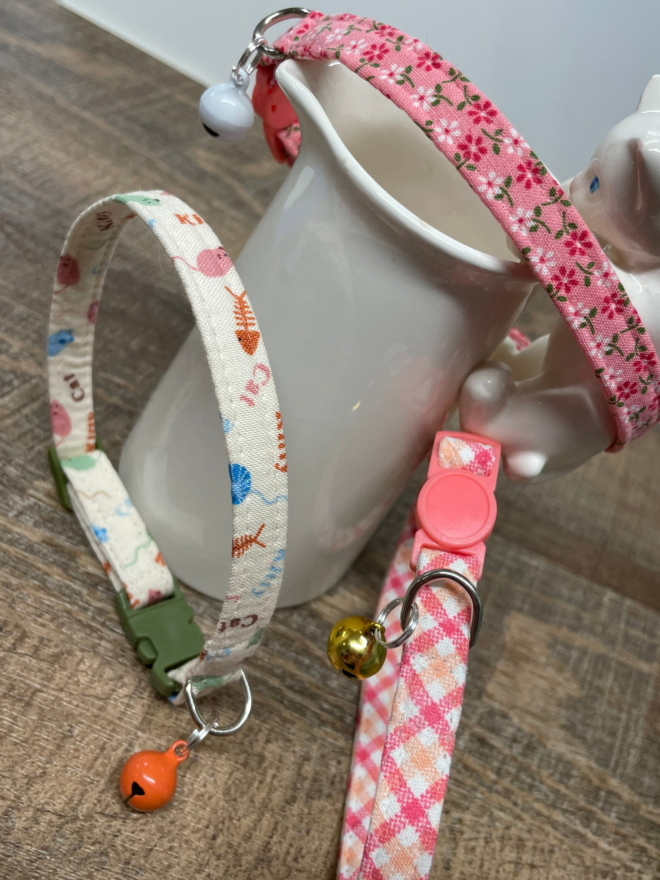 Plaid Mice and Kitty Print and Fun Flowers Cat Collar Safety - Etsy