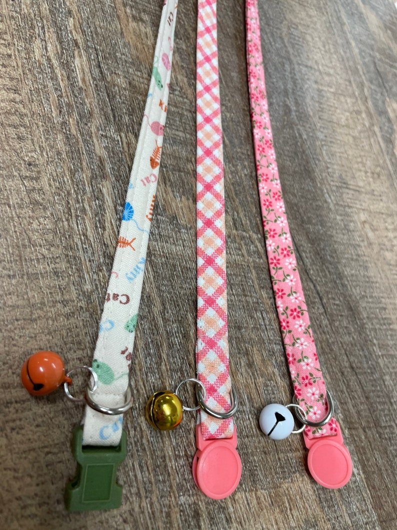 Plaid, Mice and Kitty Print and Fun Flowers Cat Collar Safety Breakaway ...