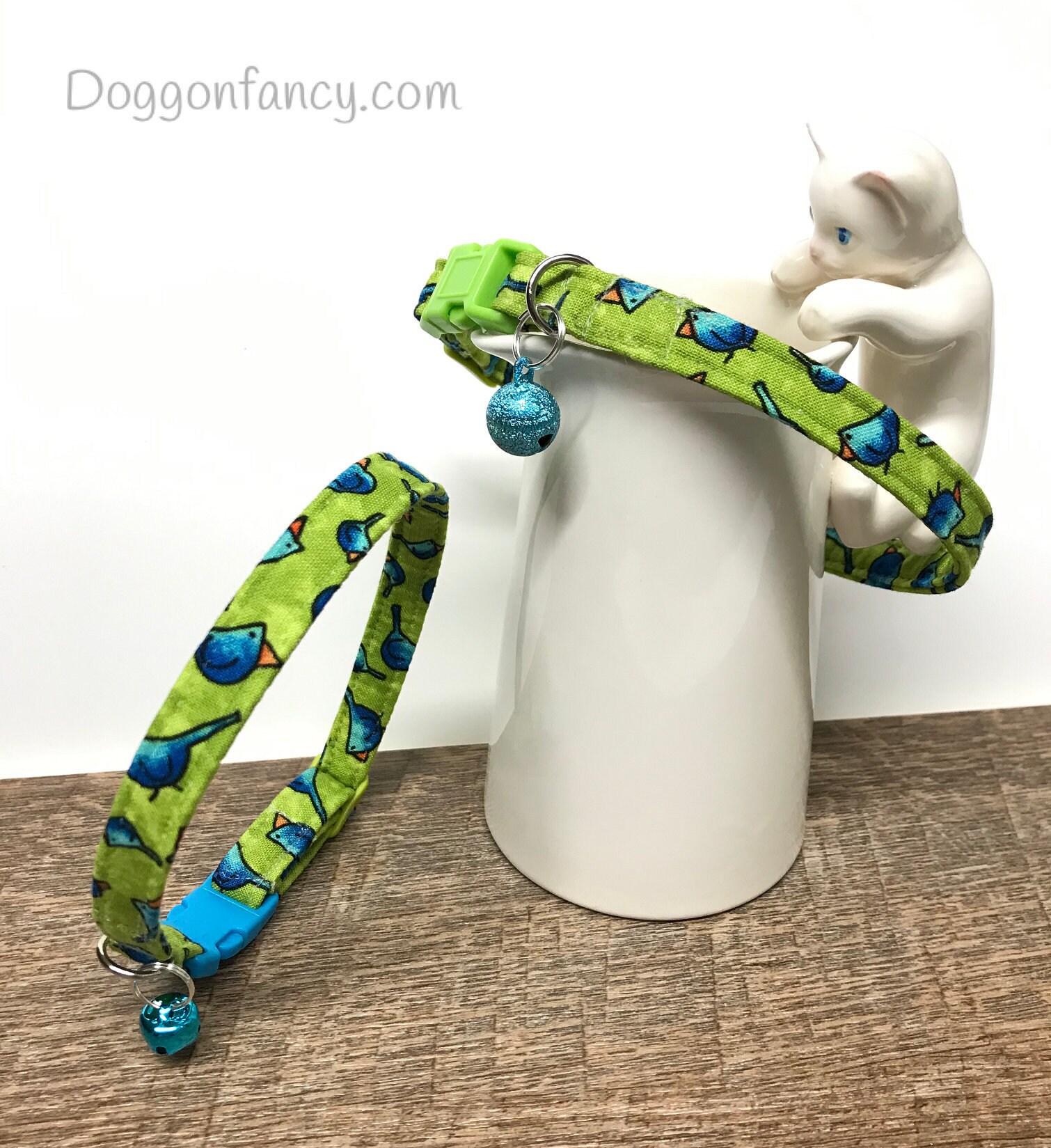 Playful Blue Birds Cat Collar With Safety Breakaway Buckle and - Etsy