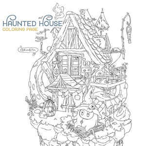 Autumn Coloring Page / Cute Halloween Adult Coloring Page - Kawaii ...