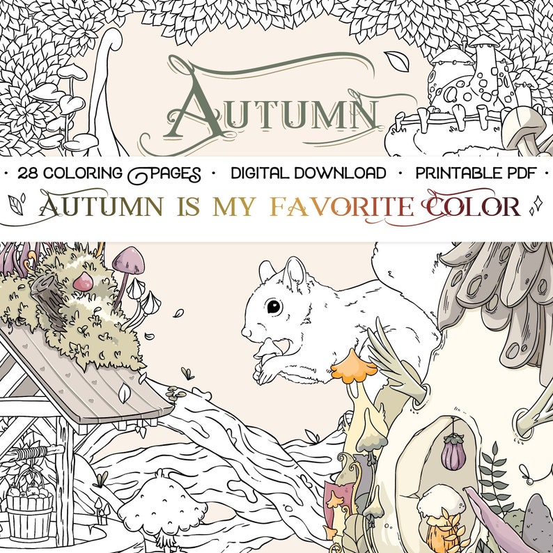 Autumn is My Favorite Color - Digital Download - Adult Coloring Book ...