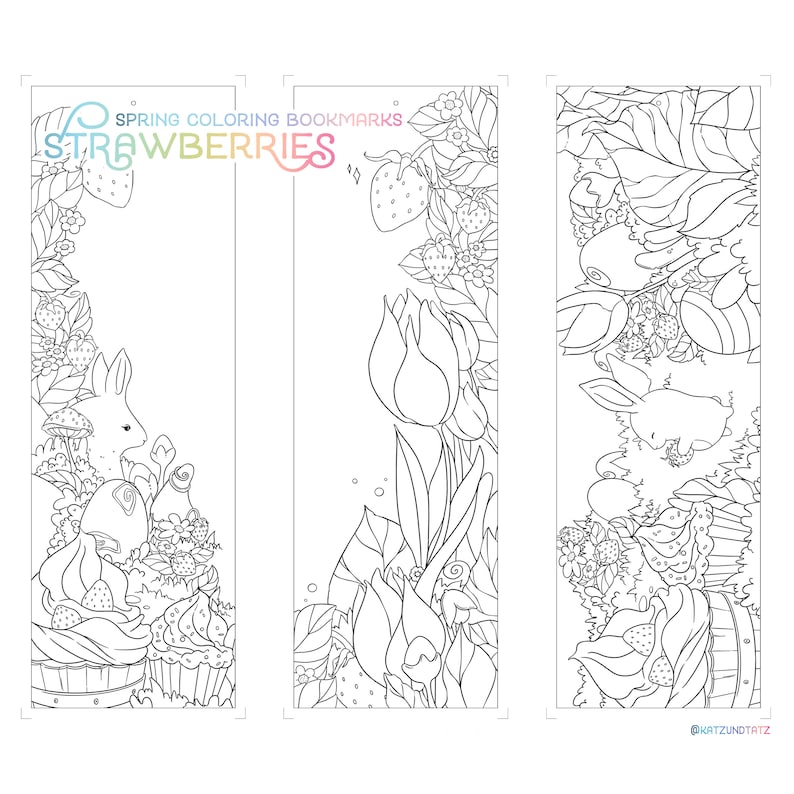 Coloring Bookmark Spring Coloring Page Adult Coloring Page Bunny Easter ...
