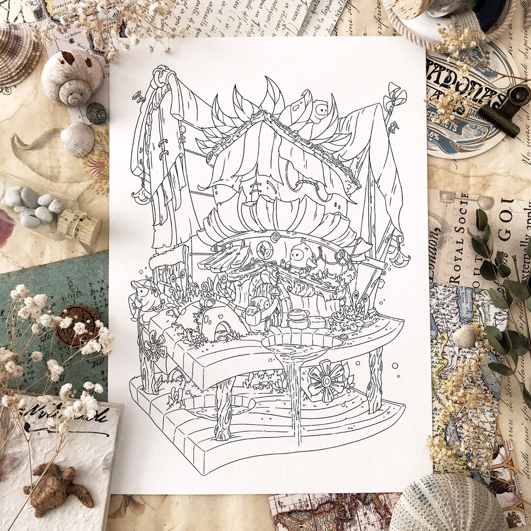 New! Cute Home Coloring Page - Adult Coloring Page Whimsical House ...