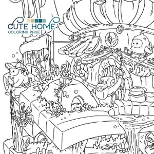 New! Cute Home Coloring Page - Adult Coloring Page Whimsical House ...