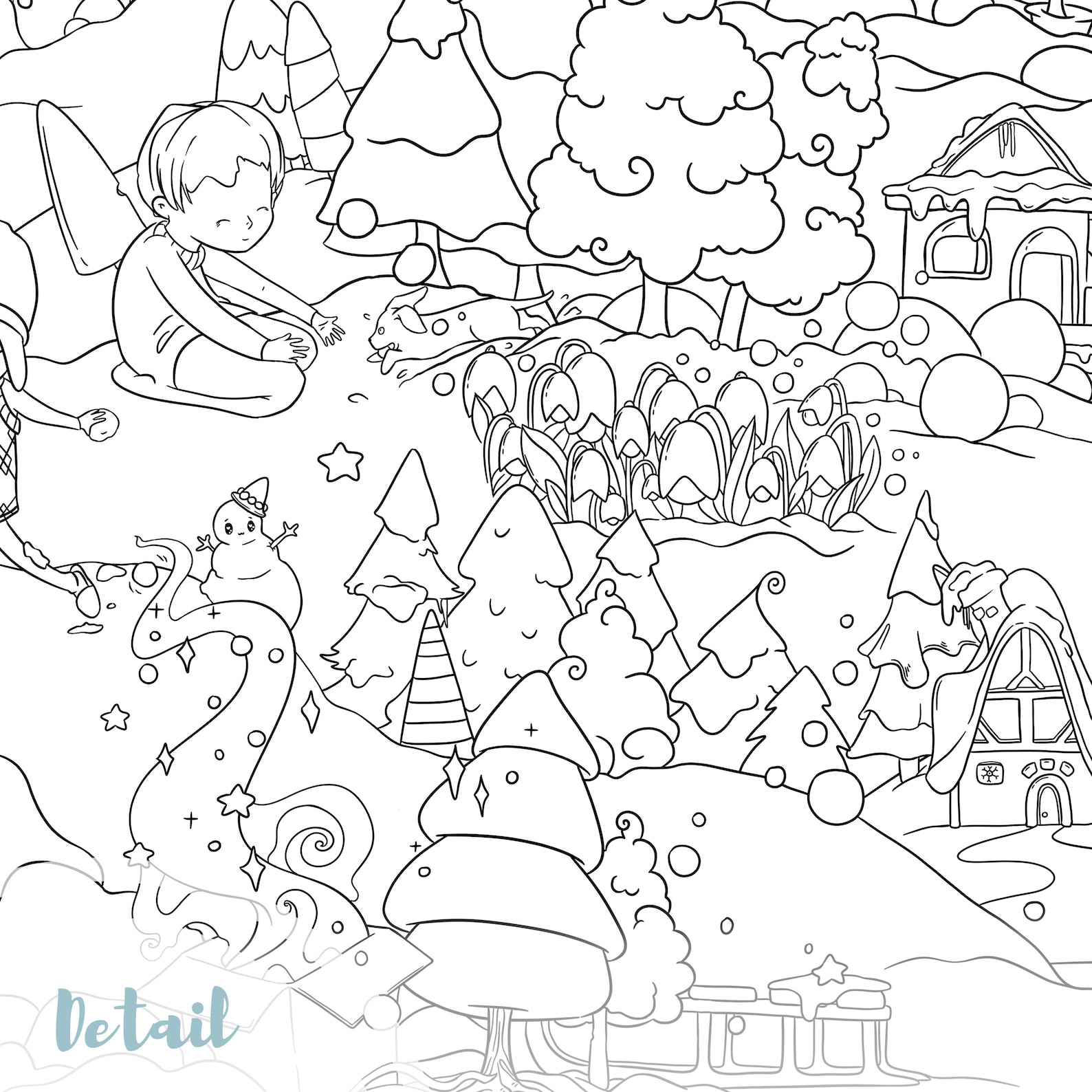 Winter Coloring Page / Christmas Coloring Pages Bundle / Pdf | Etsy