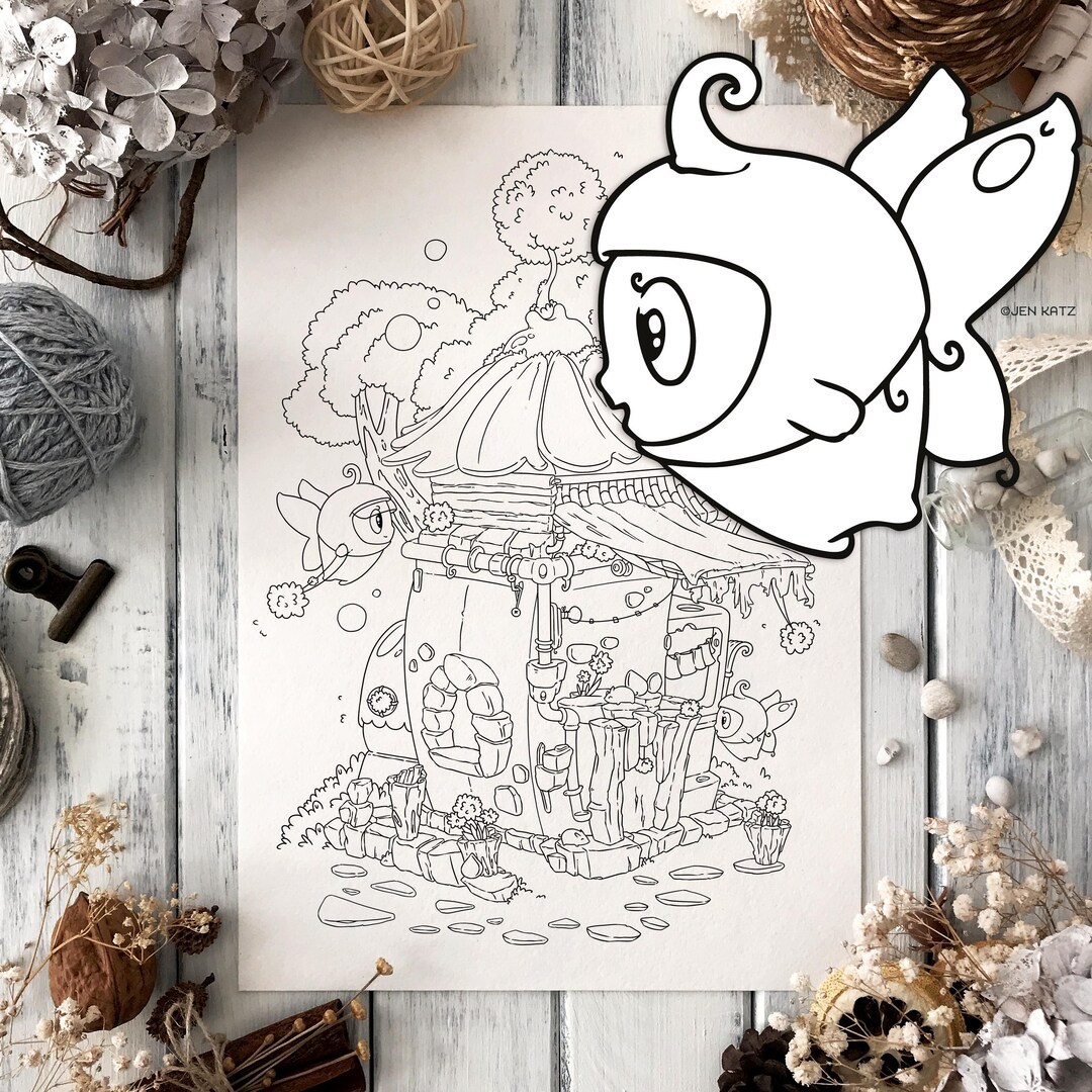 Fluffy Fairytale - Cute Pickers Busy Working - Adult Coloring Page ...
