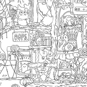Halloween Coloring Page Cute Autumn Doodle Digital Download Pdf ...
