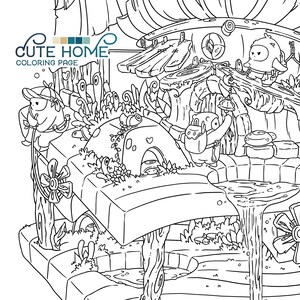 New! Cute Home Coloring Page - Adult Coloring Page Whimsical House ...