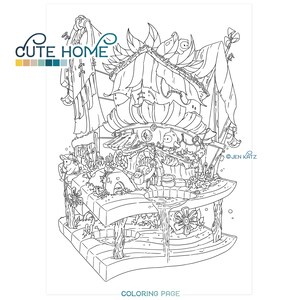 New! Cute Home Coloring Page - Adult Coloring Page Whimsical House ...