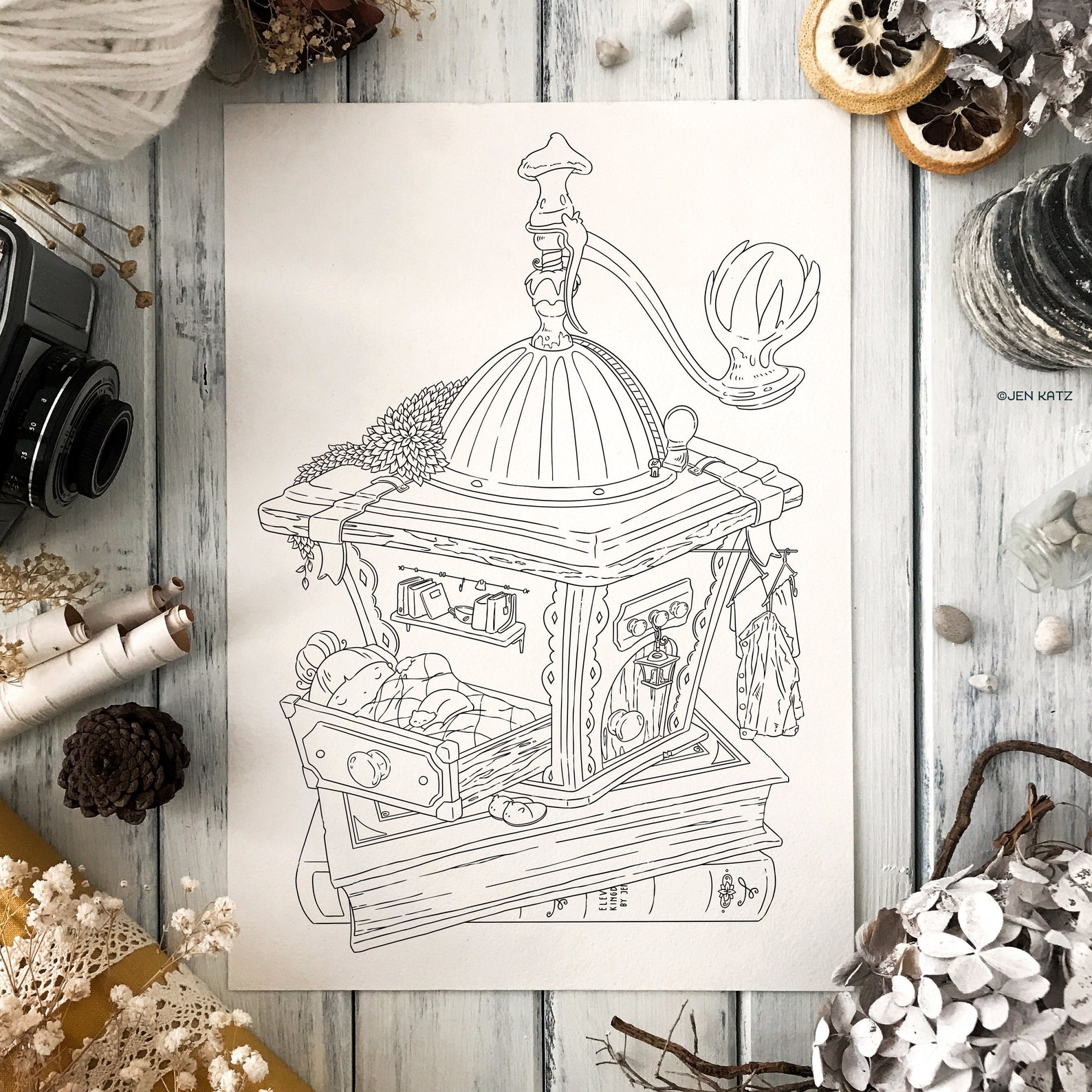 Ode to Coffee - Cute Girl Coloring Page / Coffee Grinder Home / Cat ...