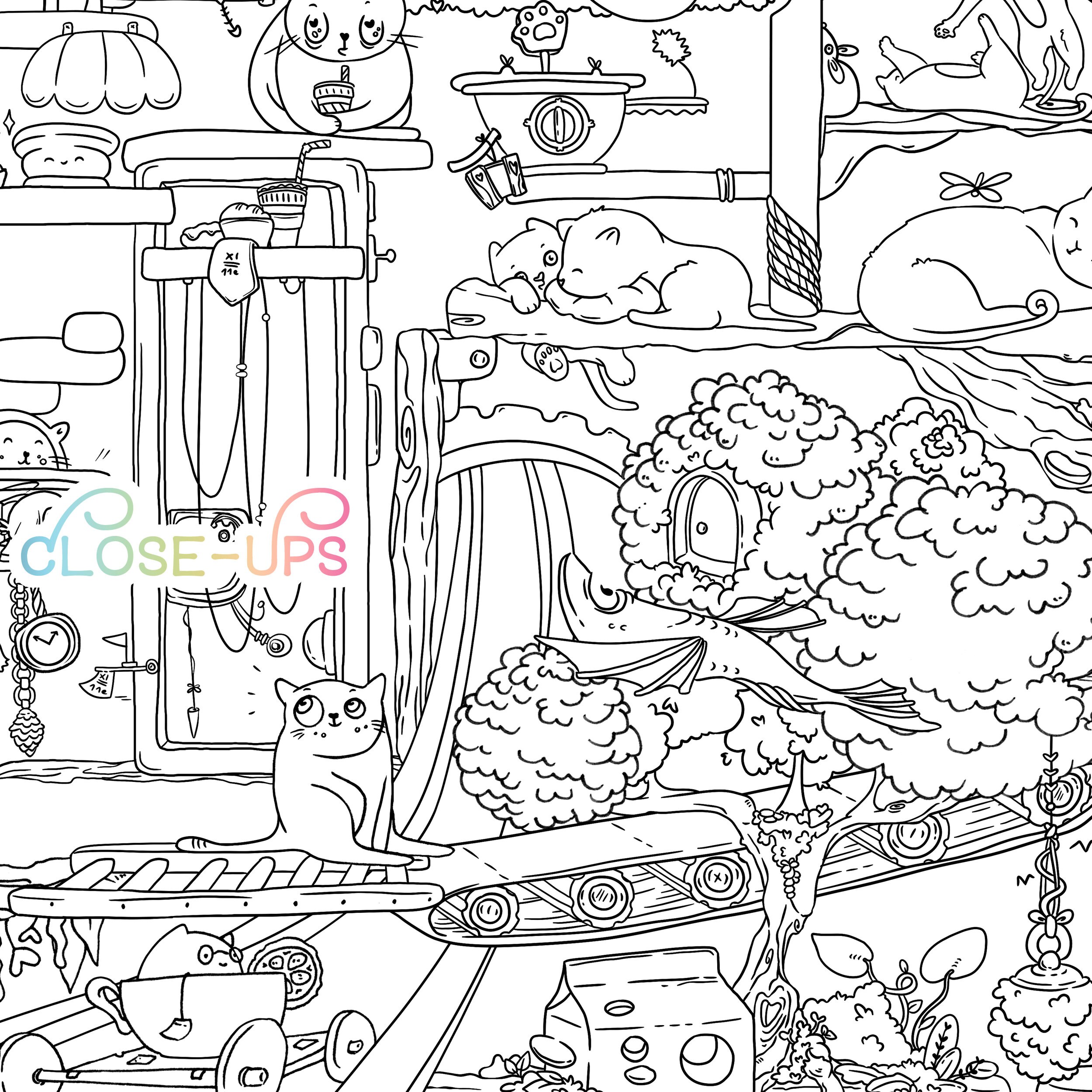 Cats Adult Coloring Page No. 2 Spring pdf printable Kittens | Etsy