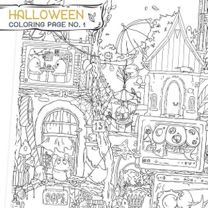 Halloween Coloring Page Cute Autumn Doodle Digital Download Pdf ...
