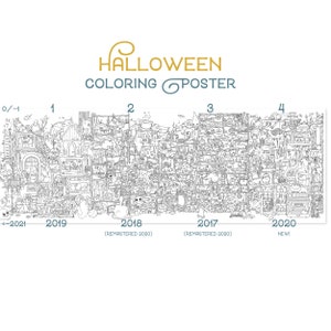 Halloween Coloring Page 4 2020 Cute Autumn Poster Digital | Etsy