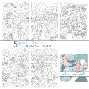 Winter Coloring Page / Christmas Coloring Pages Bundle / Pdf Printable ...