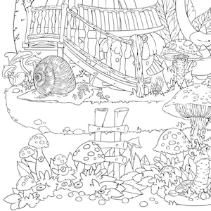 Mushrooms Coloring Page Cute Autumn Adult Coloring Page Fungi Doodle ...