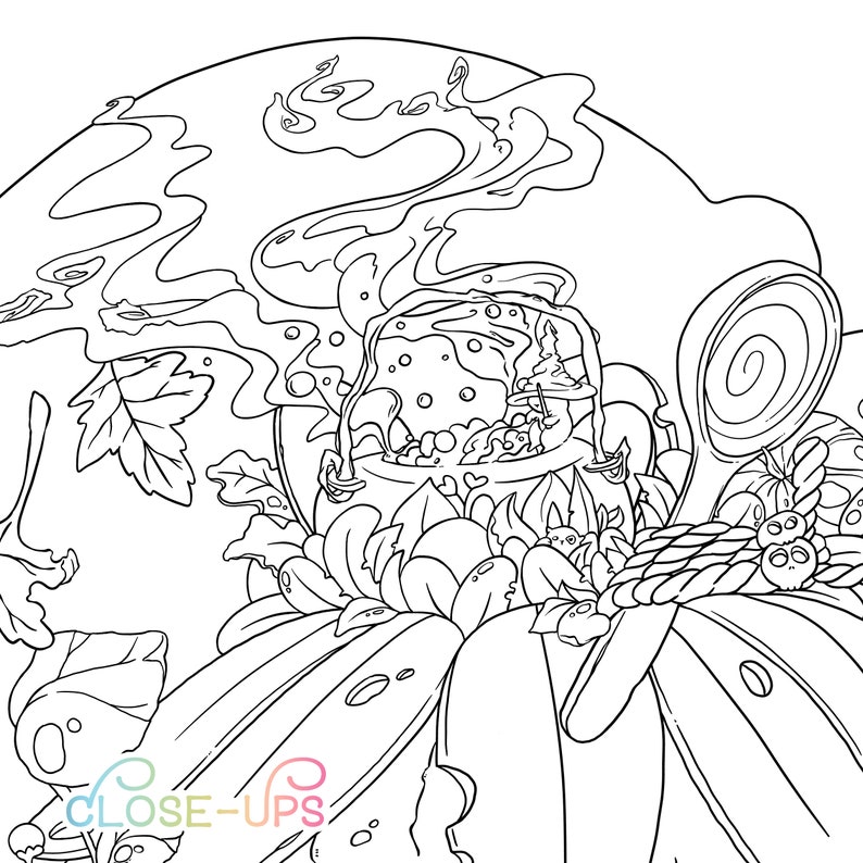Halloween Pumpkin Adult Coloring Page Cute Home Fall - Etsy