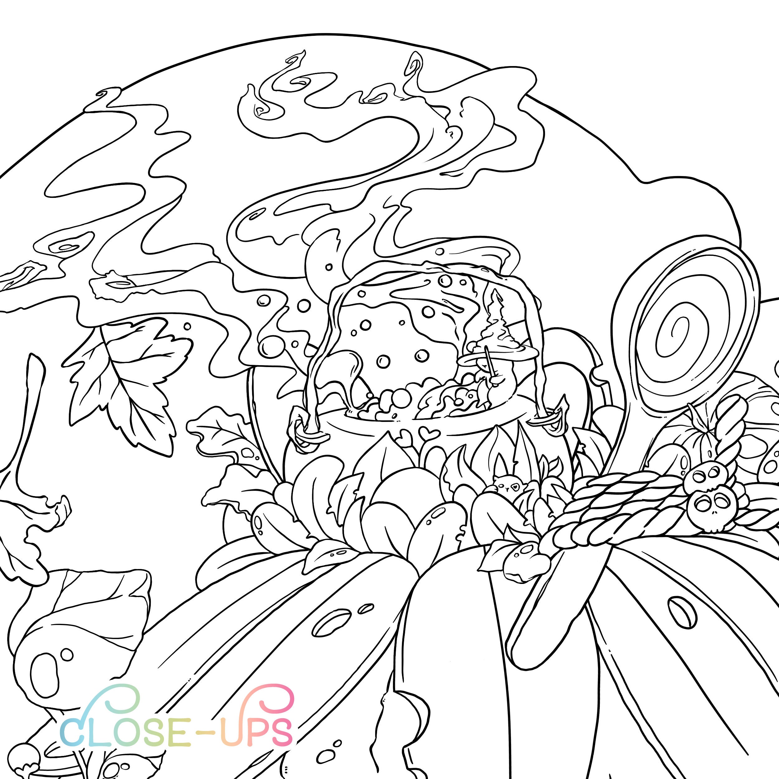 Halloween Pumpkin - Adult Coloring Page - Cute Home - Fall Ghosts Witch ...