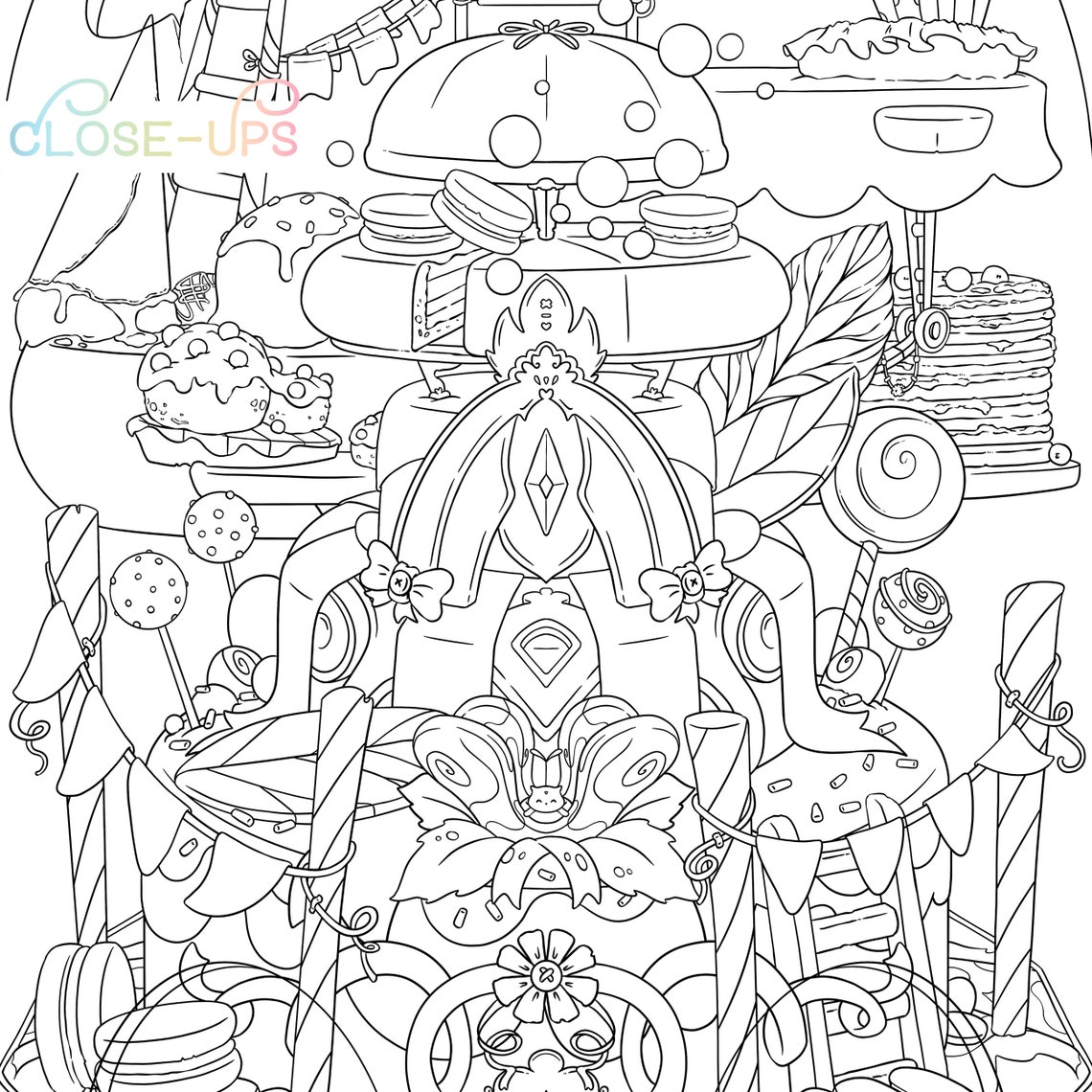Cake Coloring Page / Spring Adult Coloring Page / Dessert | Etsy