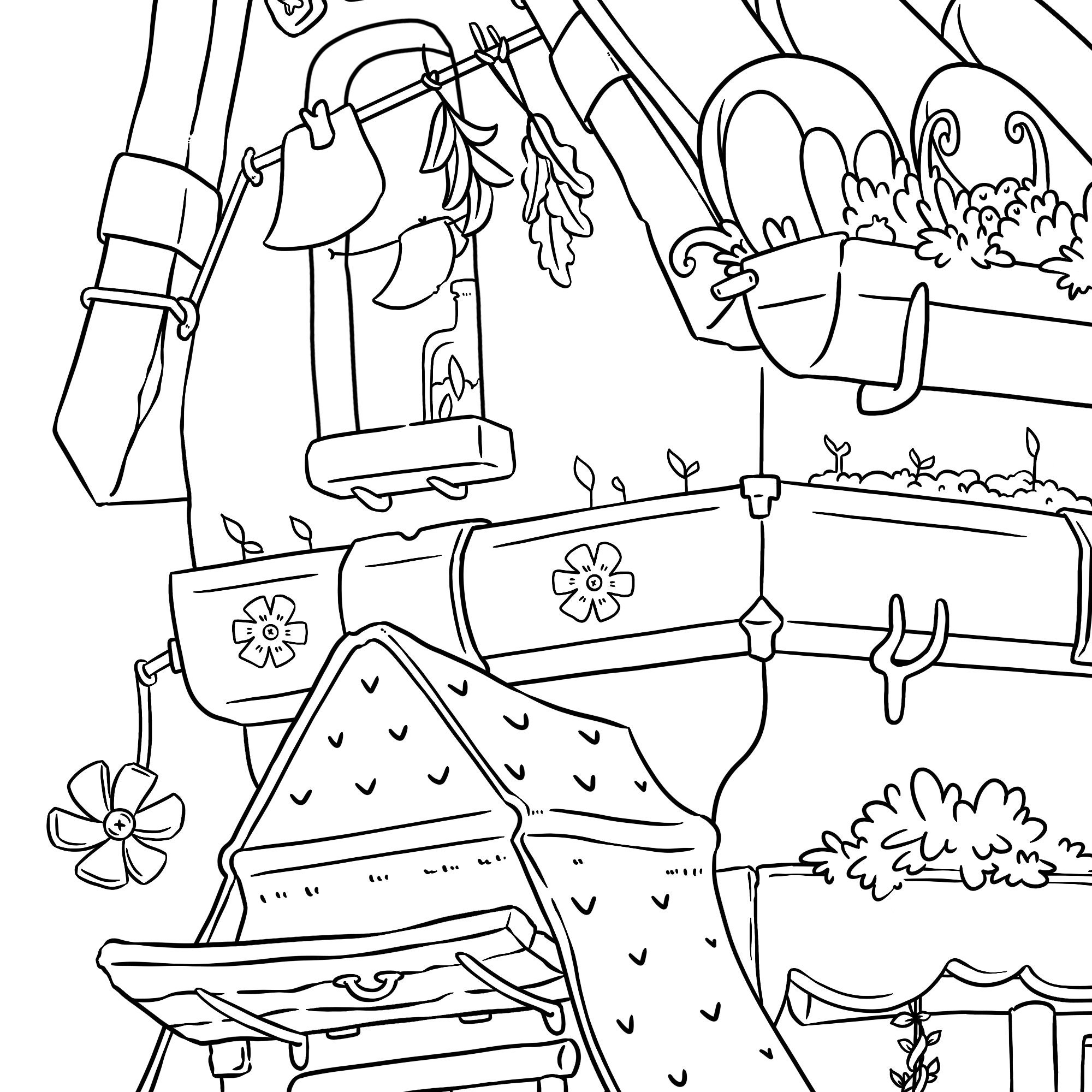 Winter / Spring Coloring Page / Cute Home Adult Coloring Page - Etsy