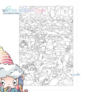 Winter Wonderland Adult Coloring Page - Cute Christmas Coloring / Cute ...