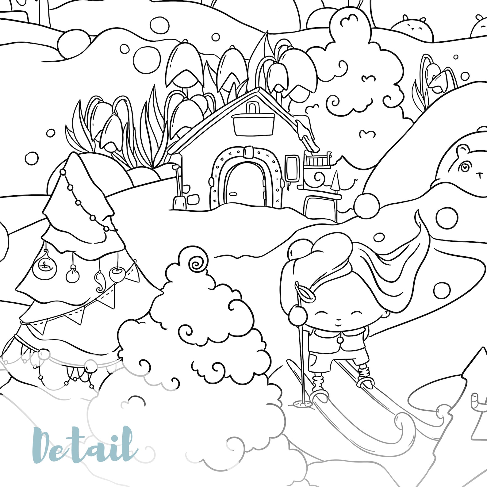 Winter Coloring Page / Christmas Coloring Pages Bundle / Pdf | Etsy