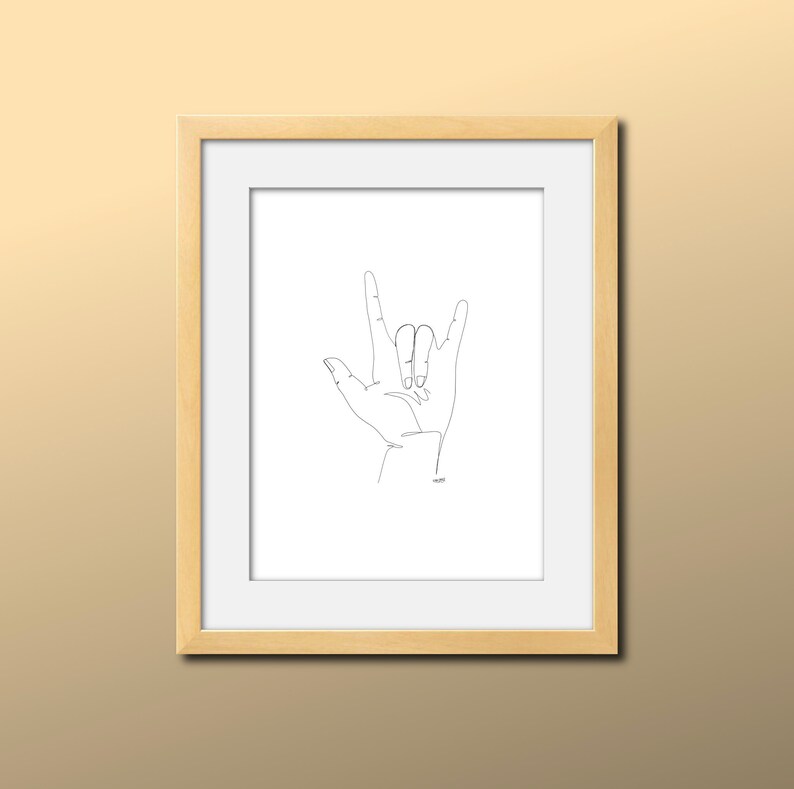 American Sign Language I Love You Single Line Print ILY ASL | Etsy