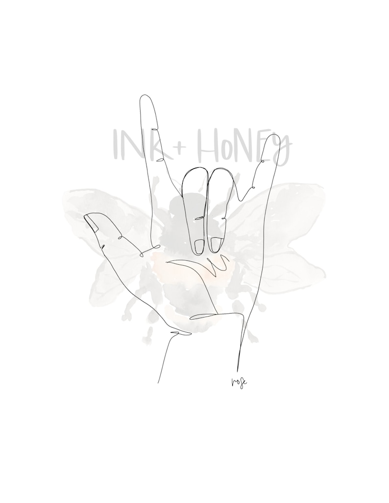 American Sign Language I Love You Single Line Print ILY ASL | Etsy