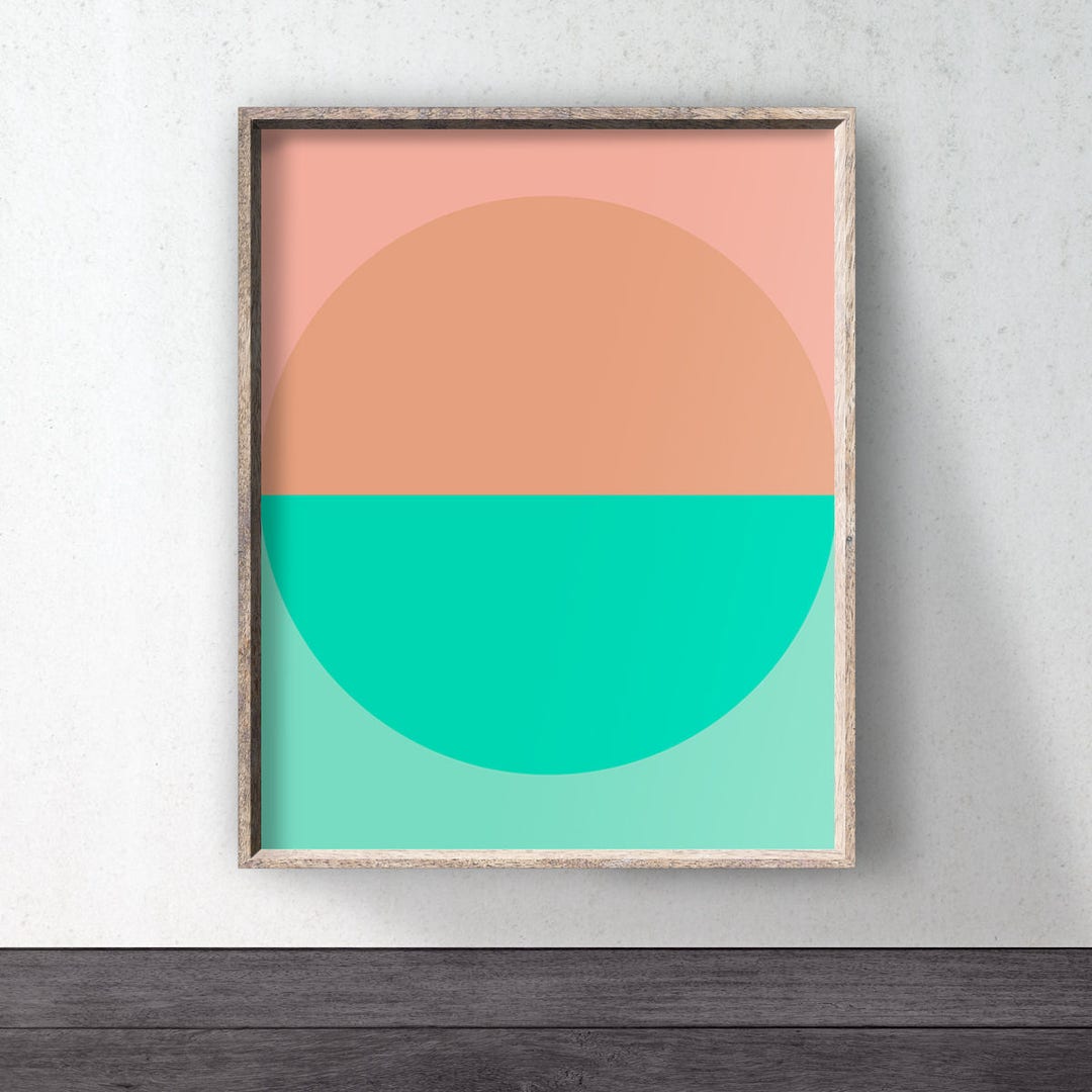Orange Green Abstract Print, Colour Poster, Orange Wall Art, Abstract ...