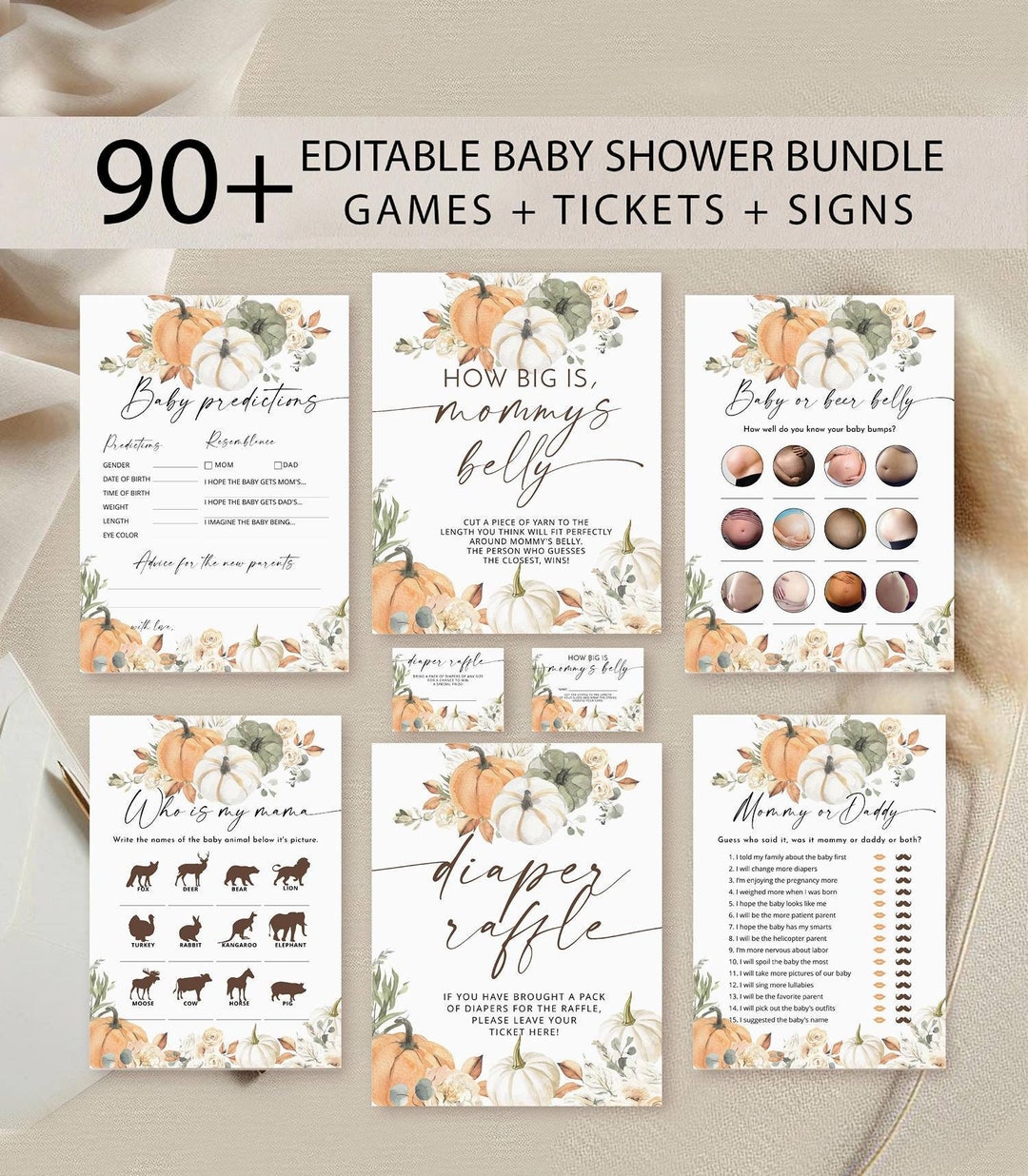 Little Pumpkin Baby Shower Games Bundle, Pumpkin Baby Shower Games ...