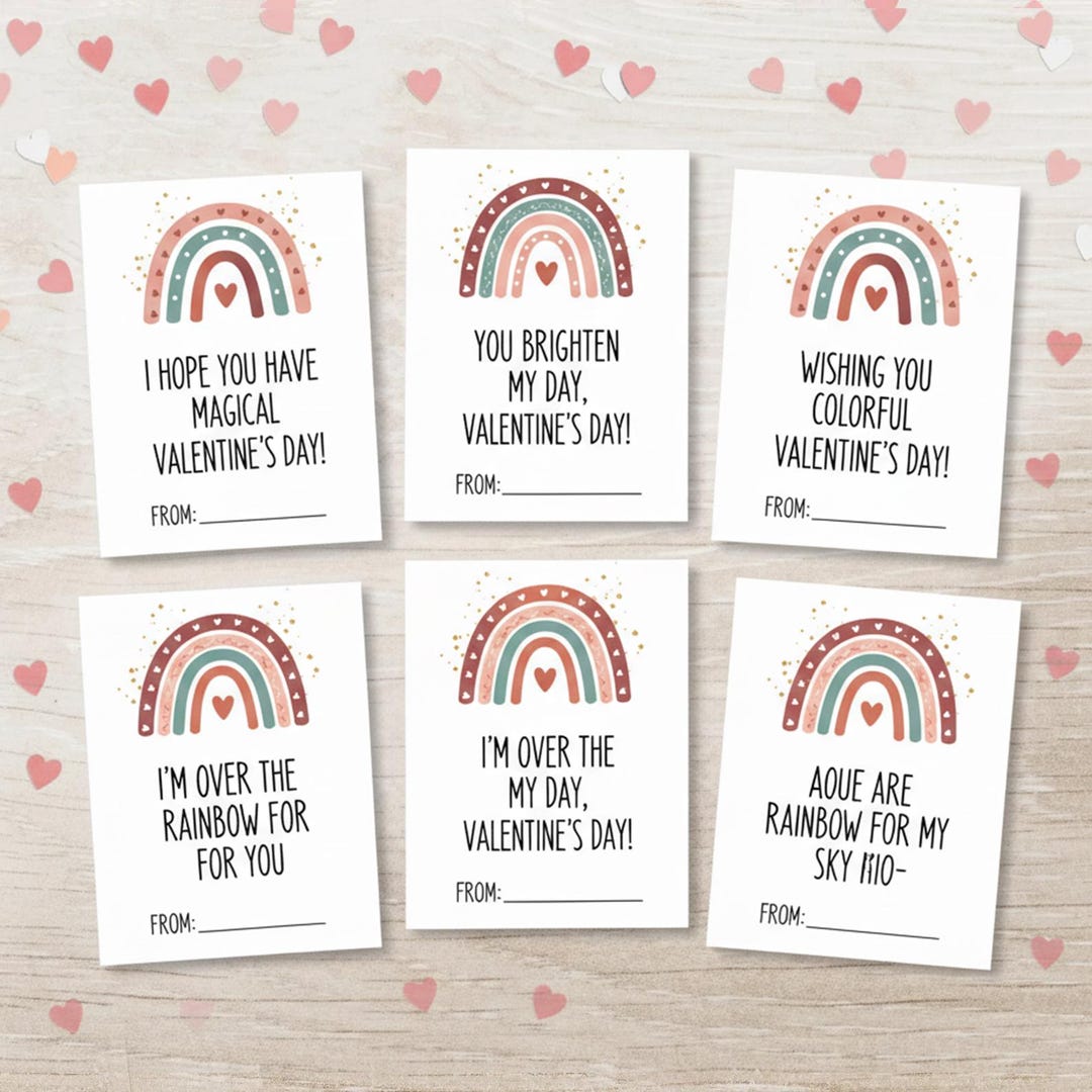 Rainbow Valentine's Day Cards Printable , Valentines Day Gift Tags ...