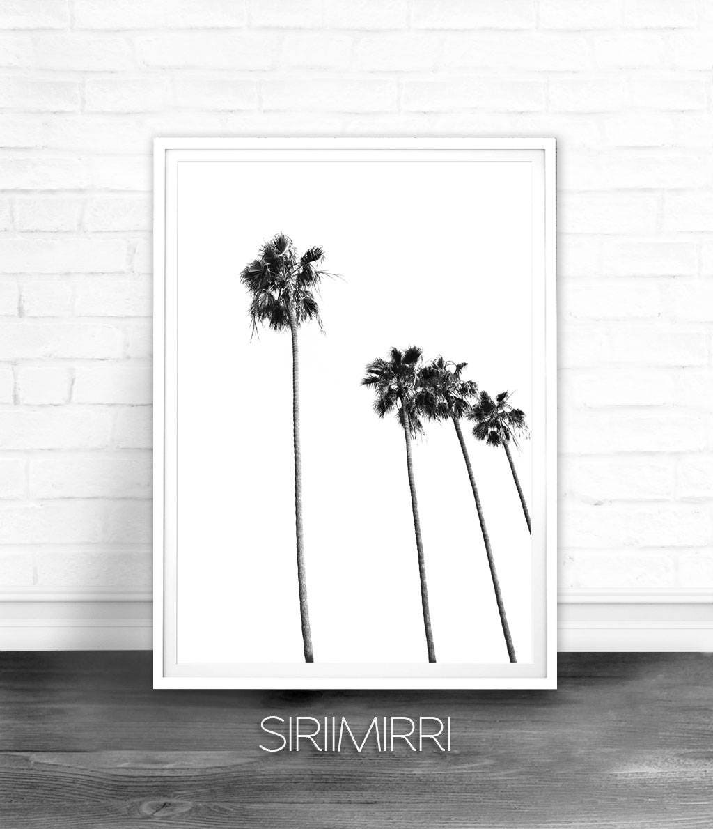 Palm Trees Print Tropical Wall Art Print Black And White Set Etsy