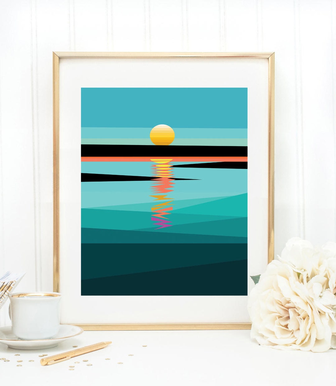 Sunset Wall Art Geometric Art Print Sunset Print Sky Print - Etsy