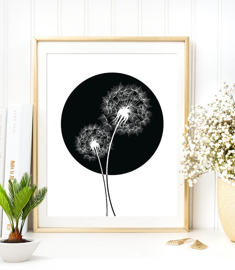 Dandelion Print Black and White Print Dandelion Wall Art - Etsy India