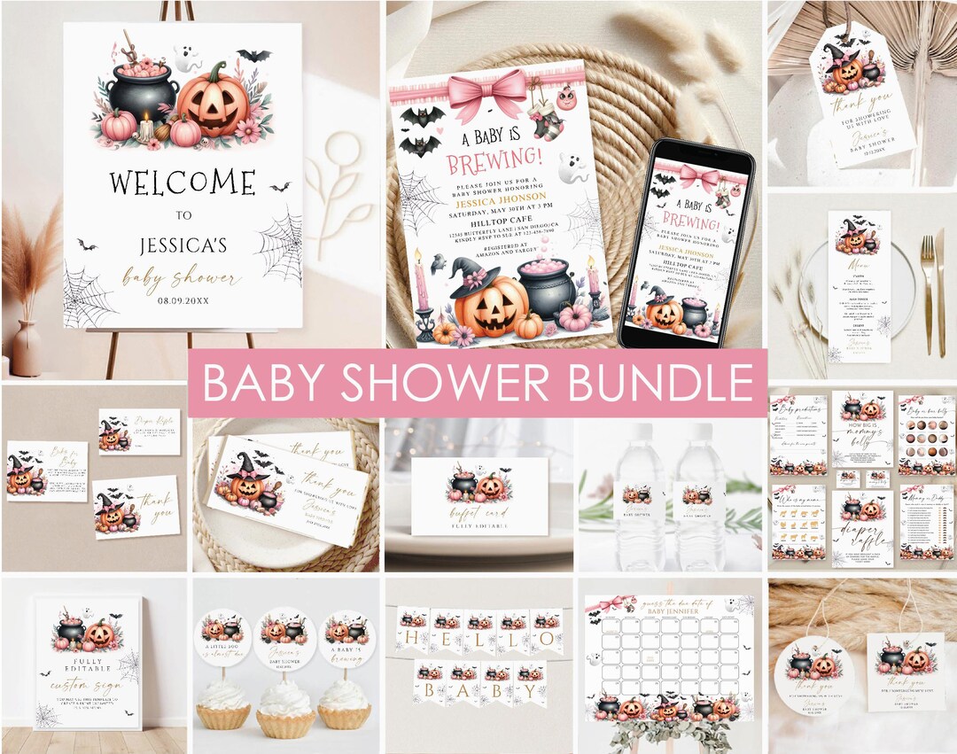 Editable A Little Boo Baby Shower Invitation Bundle, Ghost Halloween ...