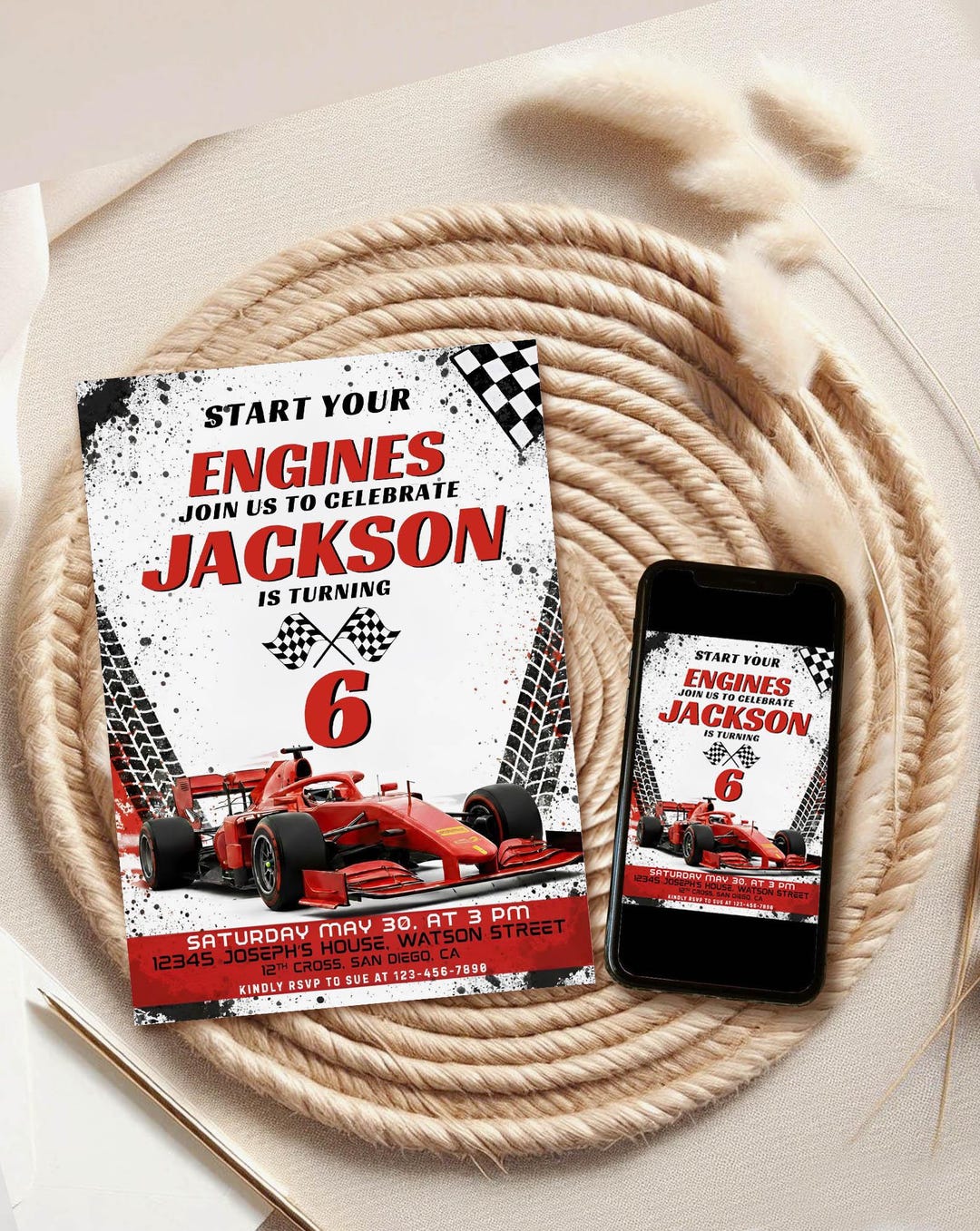 Editable Race Car Birthday Invitation, Sport Race Car Invite, Racecar ...