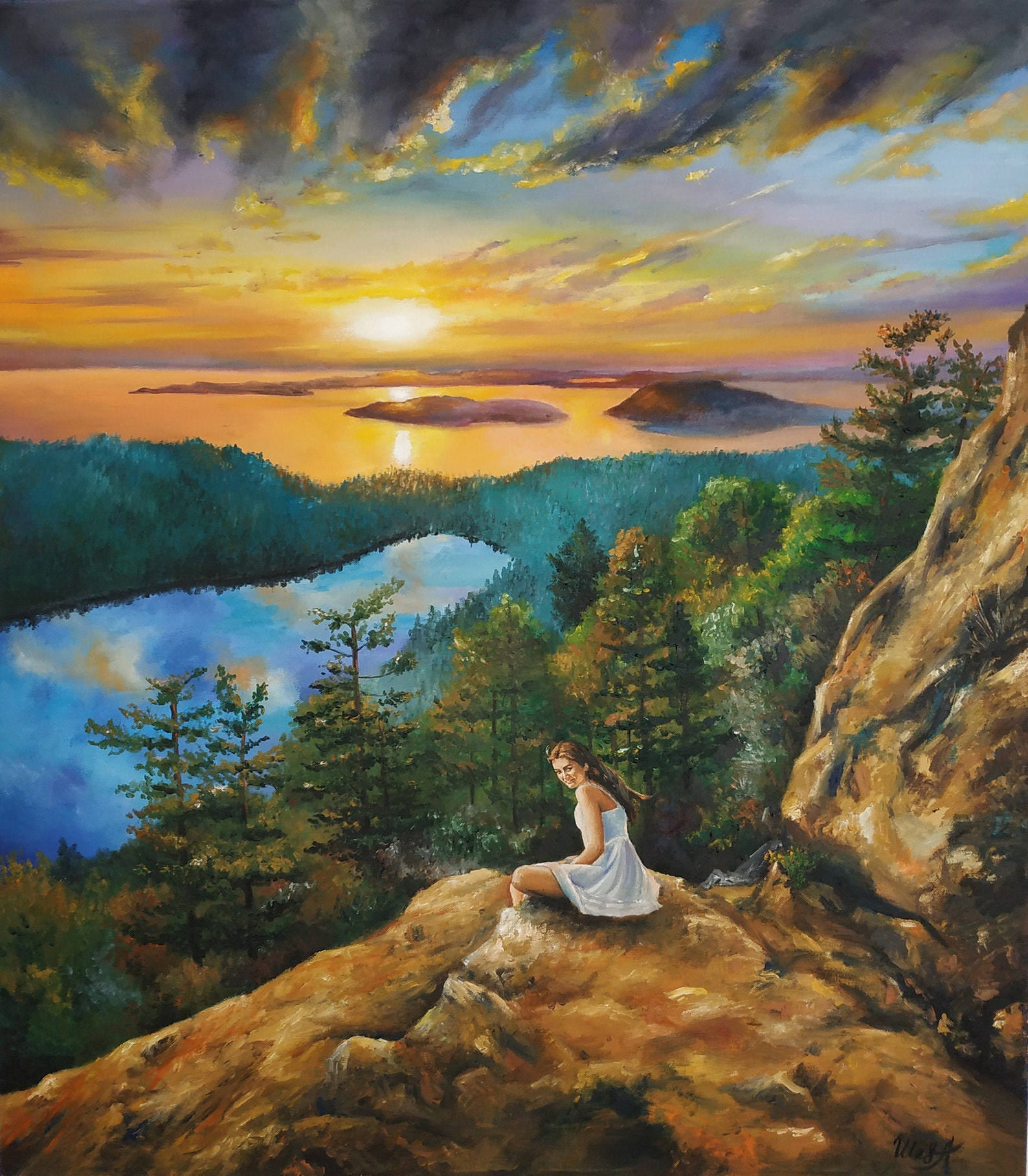 Custom portrait painting from photo Landscape oil painting on - Etsy 日本